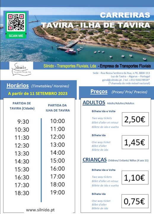 Horário dos barcos para a Ilha de Tavira - Tempo no Algarve