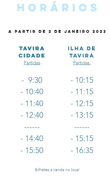 Horário dos barcos para a Ilha de Tavira - Tempo no Algarve