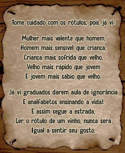 Frases do Facebook - Tenha cuidado com os rótulos - Pontos de Vista