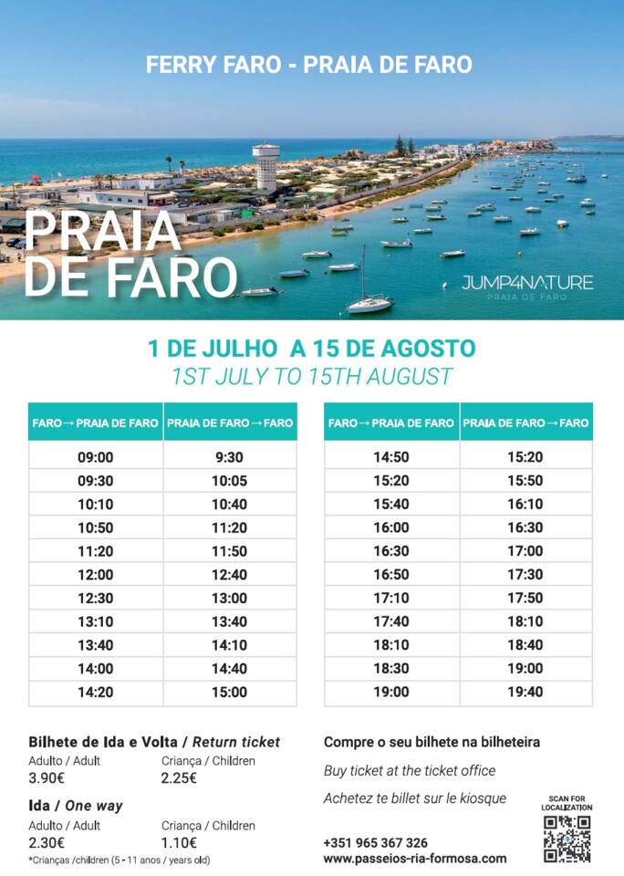 Horários dos barcos de Faro para a Praia de Faro e Ilha do Farol e ...
