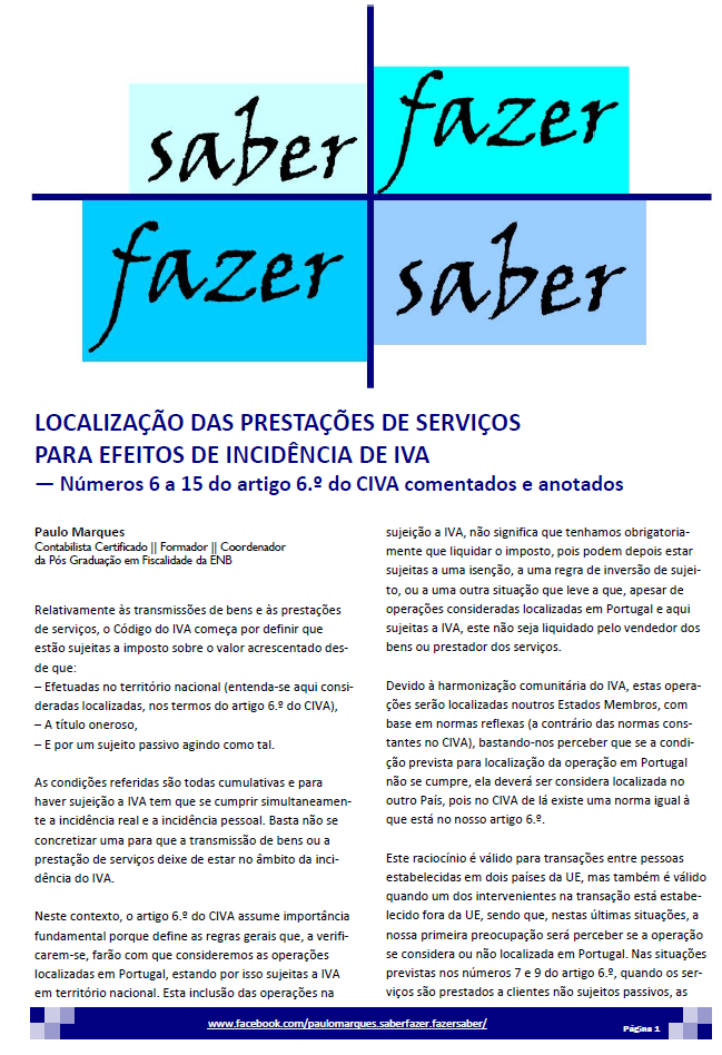 LOCALIZAÇÃO DAS PRESTAÇÕES DE SERVIÇOS PARA EFEITOS DE INCIDÊNCIA DE ...
