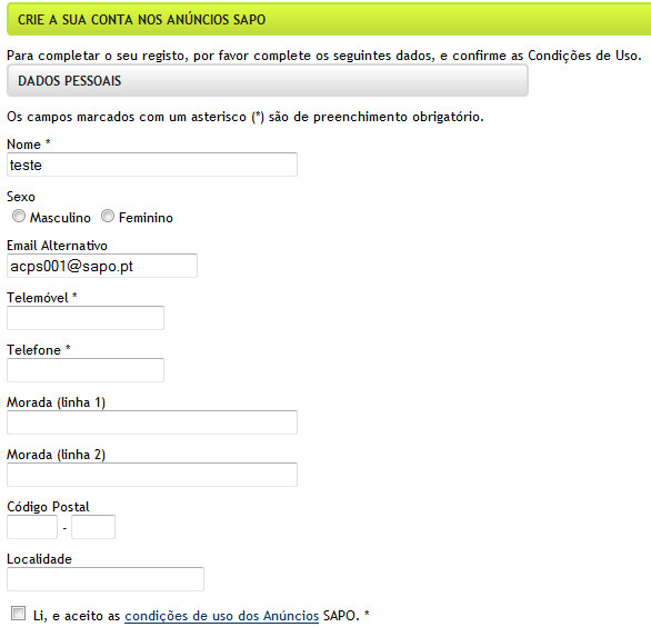 Registo e autenticação - Ajuda SAPO