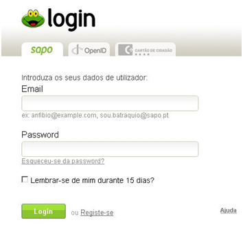 Registo e autenticação - Ajuda SAPO